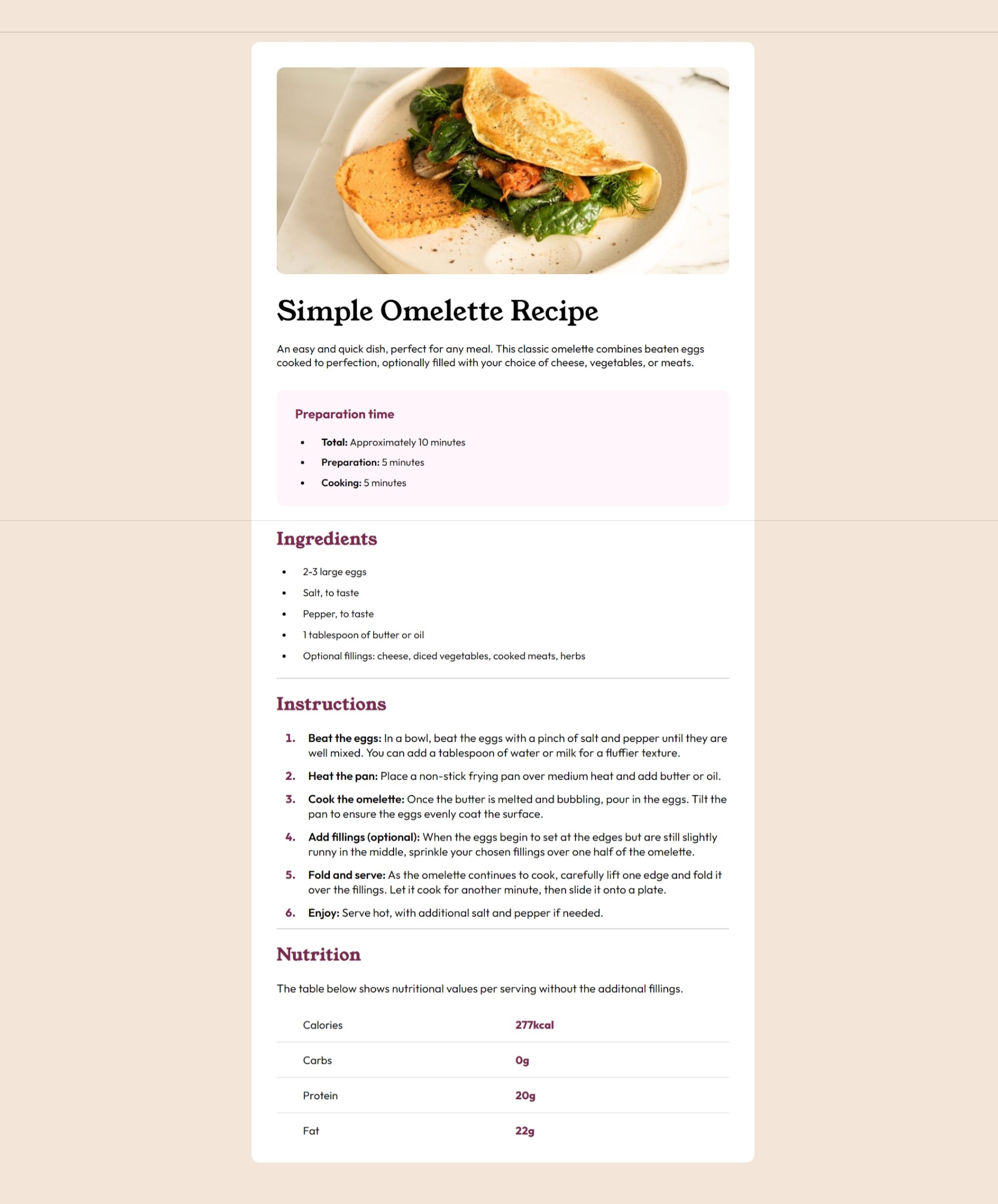Recipe Page | Frontend Mentor